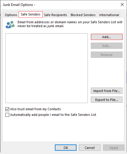 How to Whitelist an Email in Outlook Using the Safe Senders Option